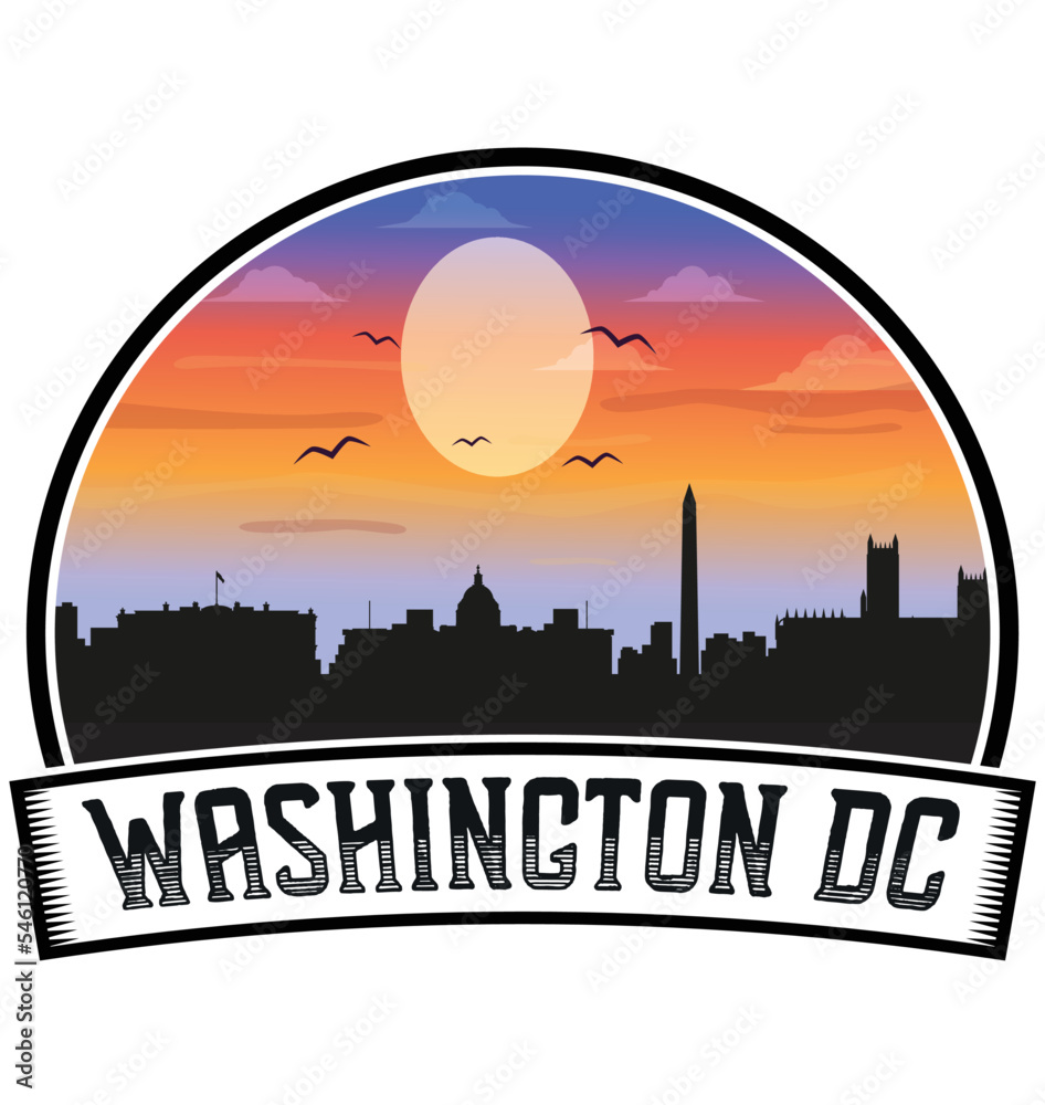 Washington Dc Washington USA Skyline Sunset Travel Souvenir Sticker ...