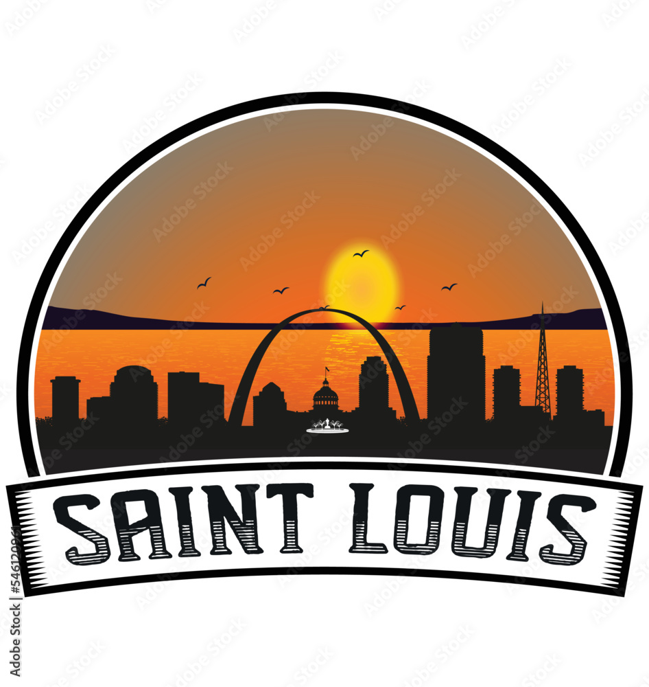 Saint Louis Missouri USA Skyline Sunset Travel Souvenir Sticker Logo ...