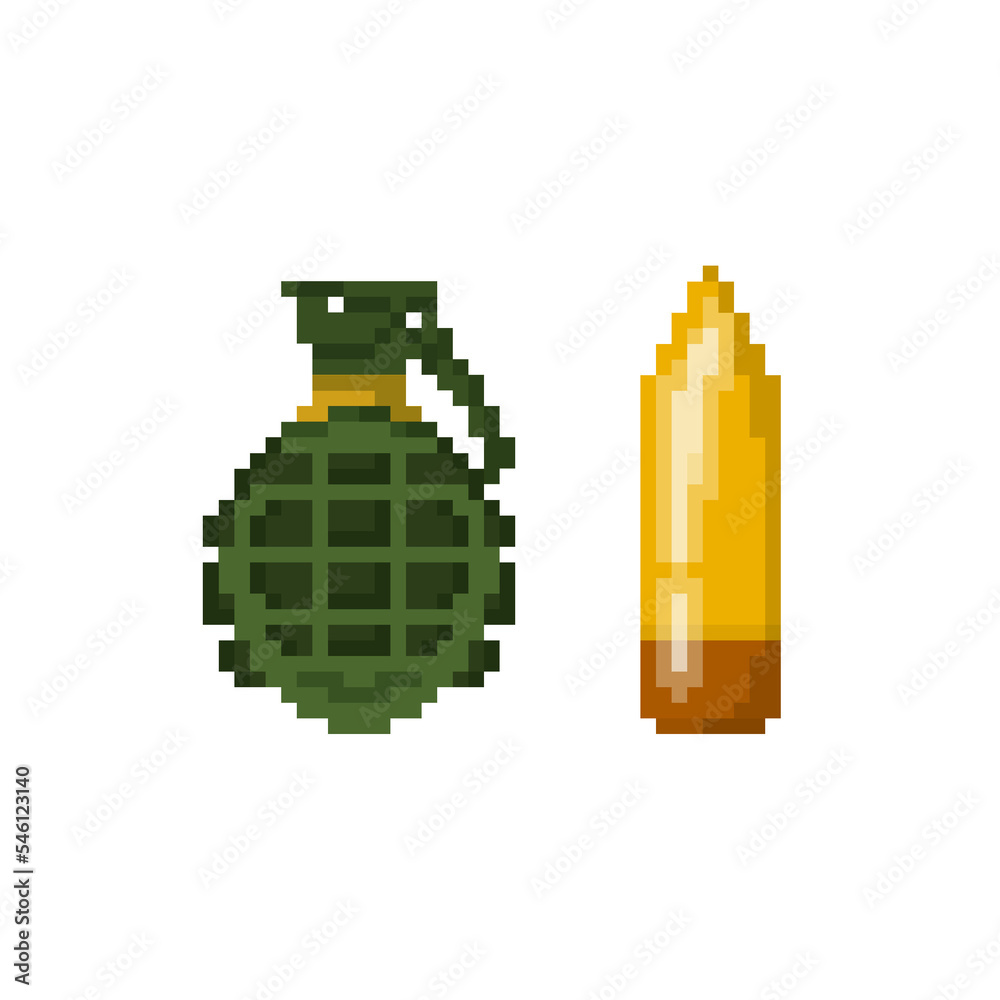 Grenade weapon and munition pixelart icon concept illustration Stock ...