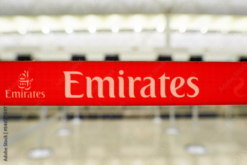 HONG KONG - SEPTEMBER 09, 2015: design of Emirates check in counters at ...