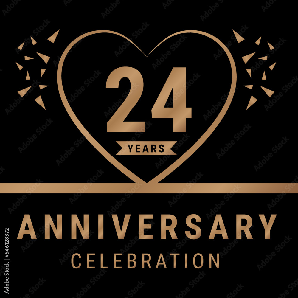 24 years anniversary celebration logotype. anniversary logo with golden ...