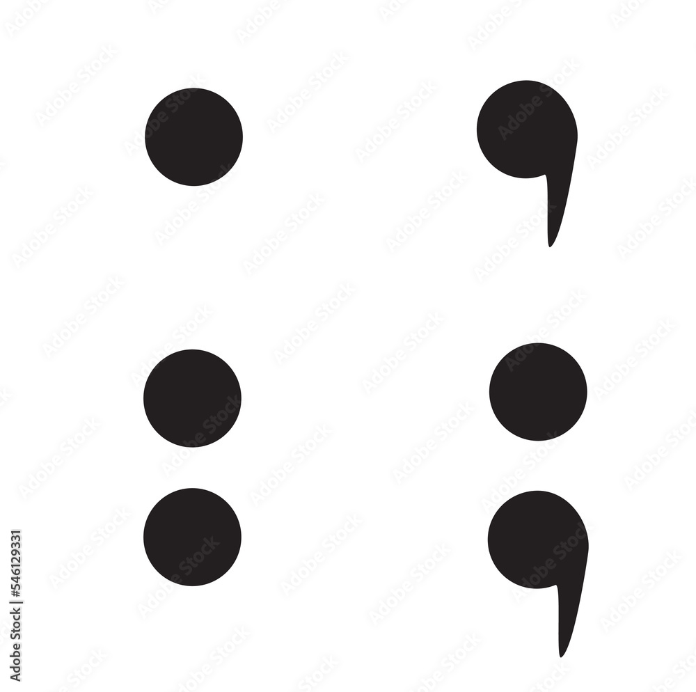 punctuation marks dot, comma, colon, semicolon, isolated on white ...