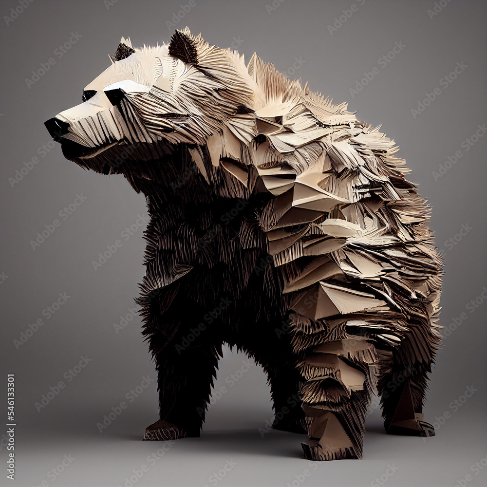 Grizzly Bear cut out of paper Stock Illustration | Adobe Stock