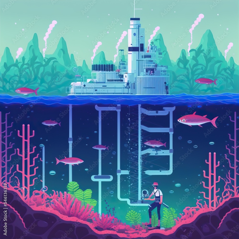 Ocean farming aquafarming, aquaculture and mariculture or marine ...