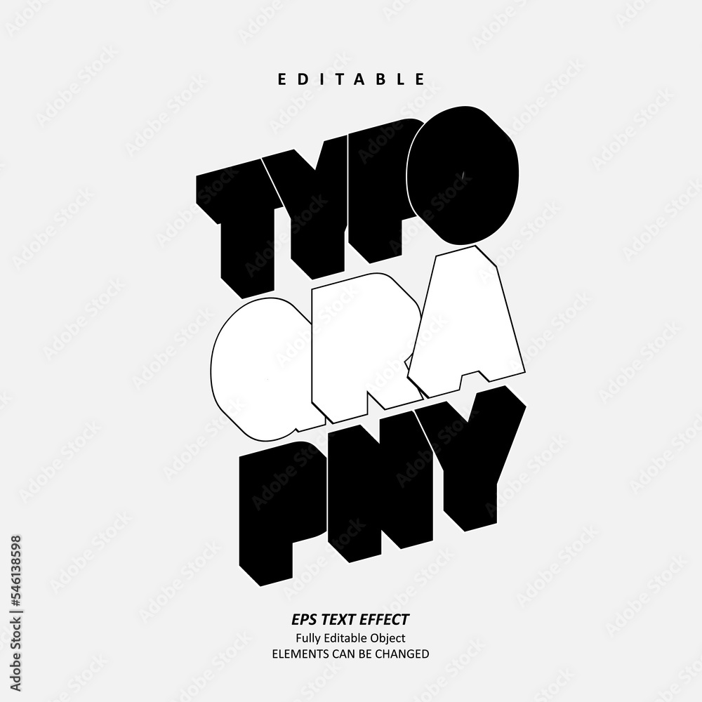 Editable Text Effect Vector of Black Bold Shadow Typography for Poster ...