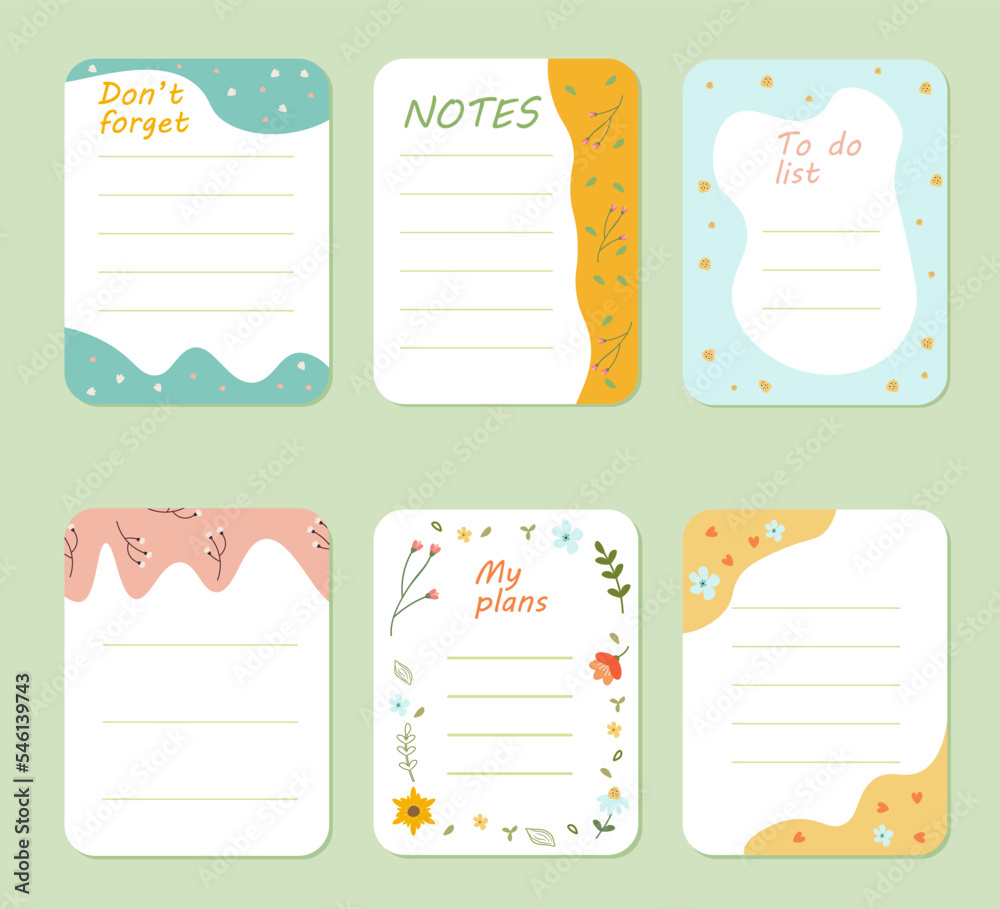 Various Paper notes on stickers. Information board with blank Paper ...