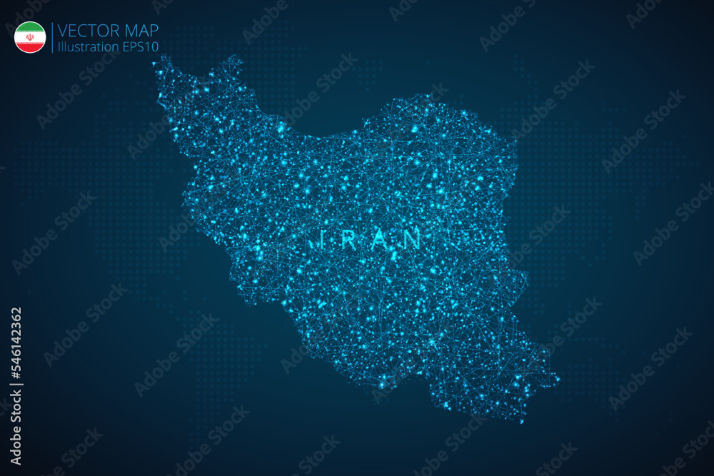 Map of Iran modern design with abstract digital technology mesh ...