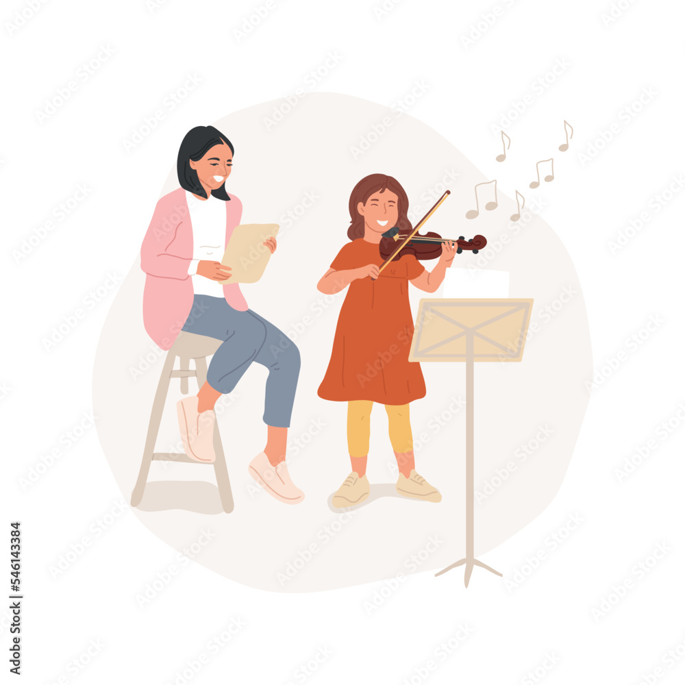 Play violin isolated cartoon vector illustration. Kid plays violin ...