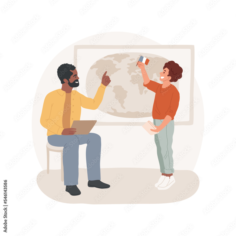 World geography isolated cartoon vector illustration. Child pins small ...