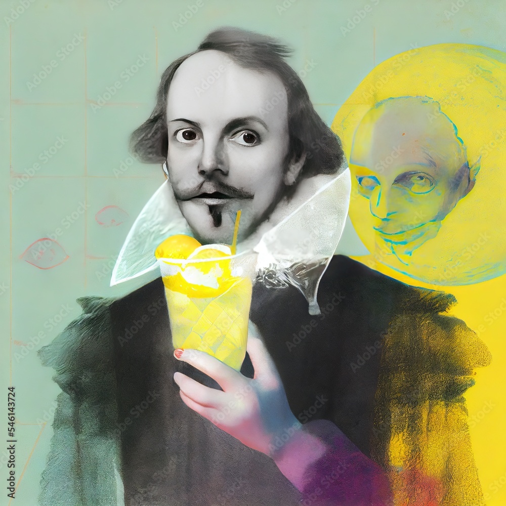 Shakespeare drinking lemonade illustration generated with Artificial ...