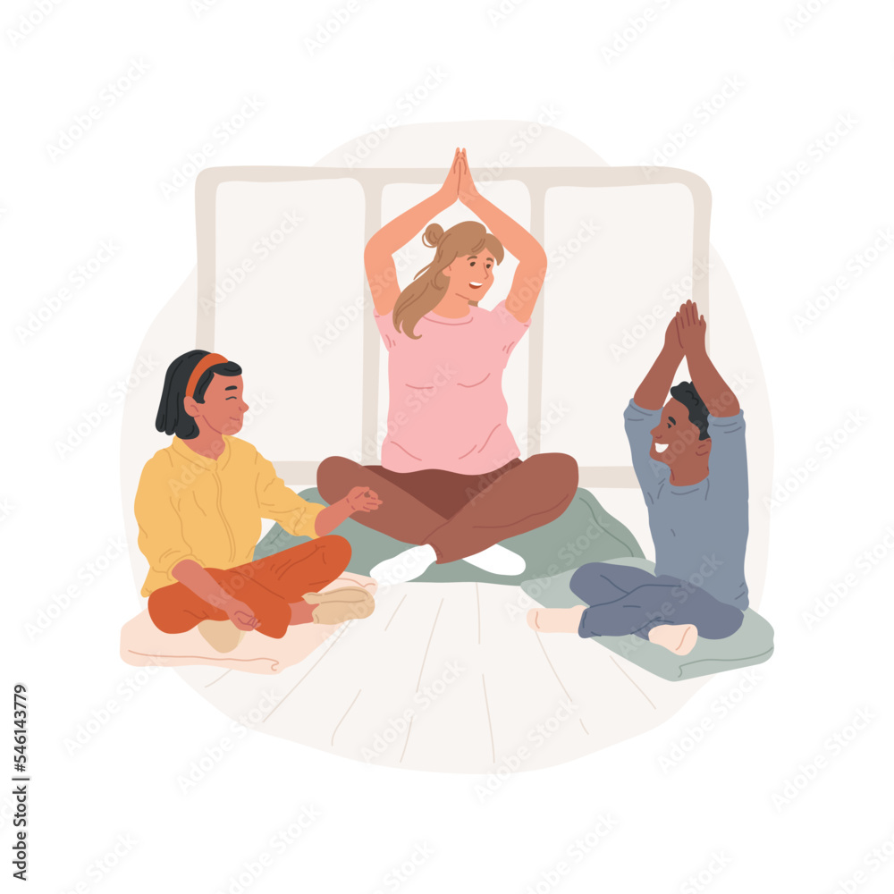 Yoga club isolated cartoon vector illustration. Kids practicing ...