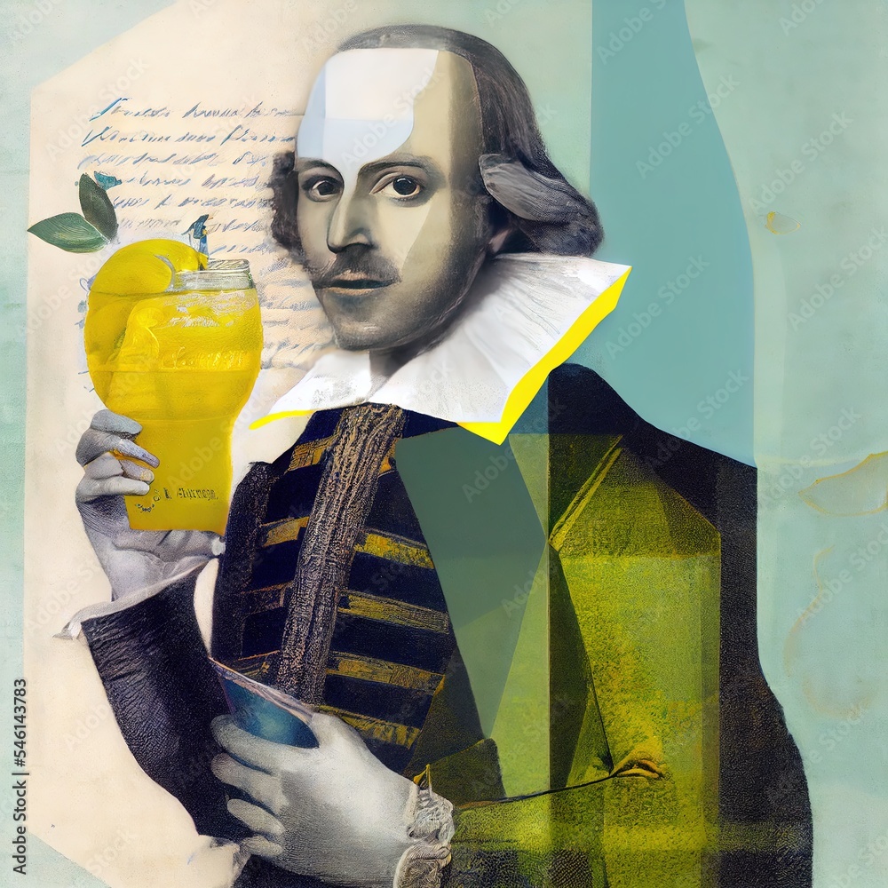 Shakespeare drinking lemonade illustration generated with Artificial ...