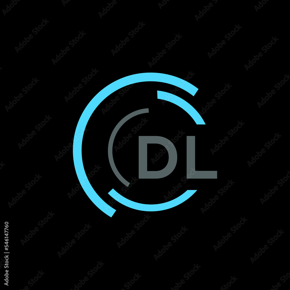 DL logo monogram isolated on circle element design template, DL letter logo design on black ...