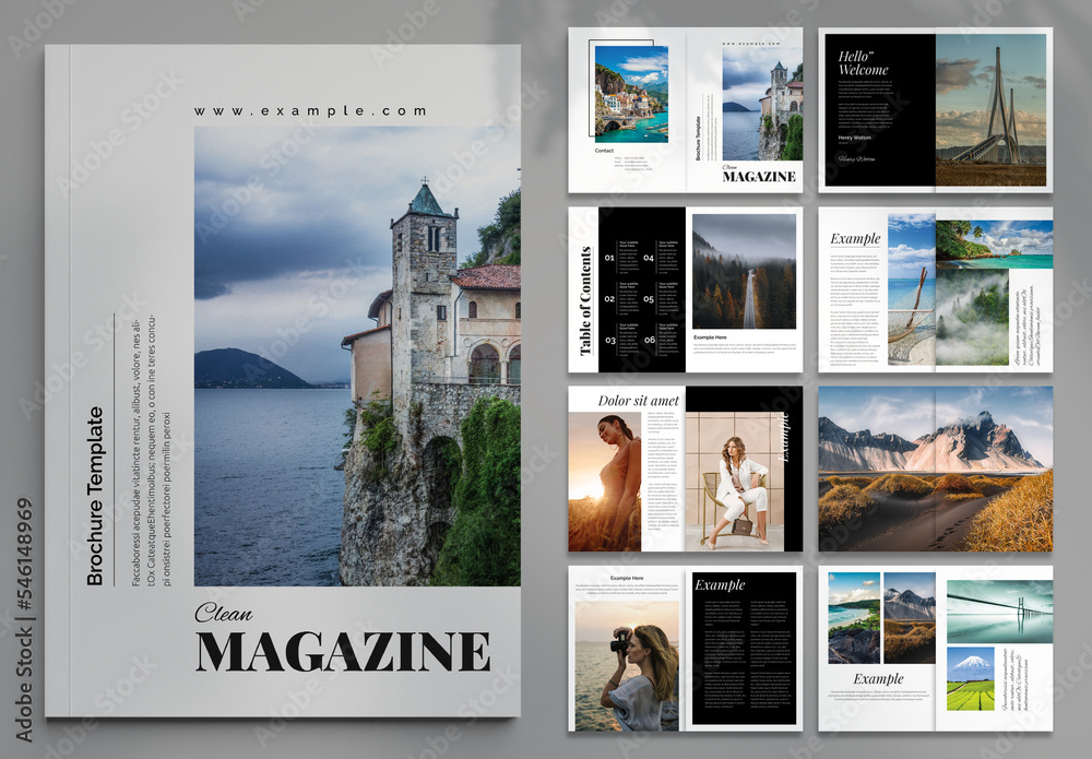 Clean Magazine Layout Stock Template | Adobe Stock
