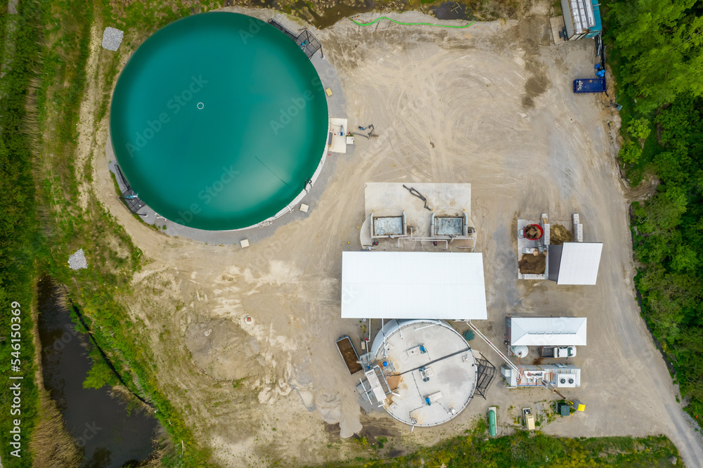 Biogas plant green summer public park. Renewable energy from biomass ...