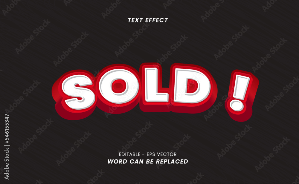 Sold Text Effect - Color 3D Design and can be used as a business ...