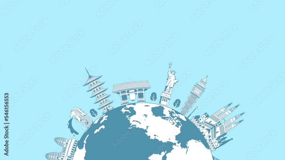 Travel, vacation, sightseeing illustration / 4K animation movie ( world ...