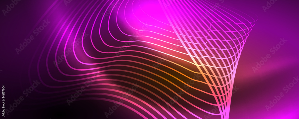 Techno neon wave lines, dynamic electric motion, speed concept ...