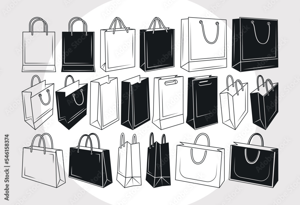 Shoping Bag SVG Bundle, Paper Bag Svg, Bag Svg, Gift Bag Svg, Hand Bag ...