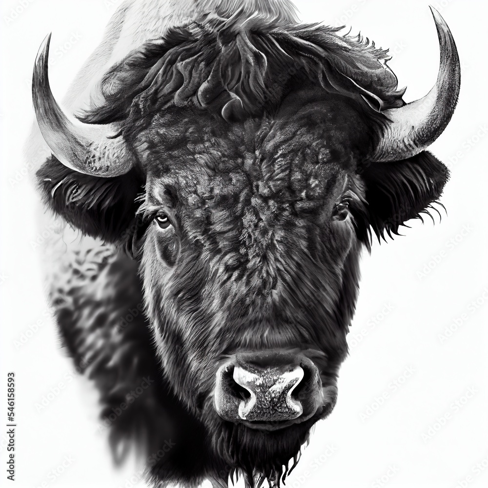 Buffalo head drawing generated with Artificial Intelligence Stock ...