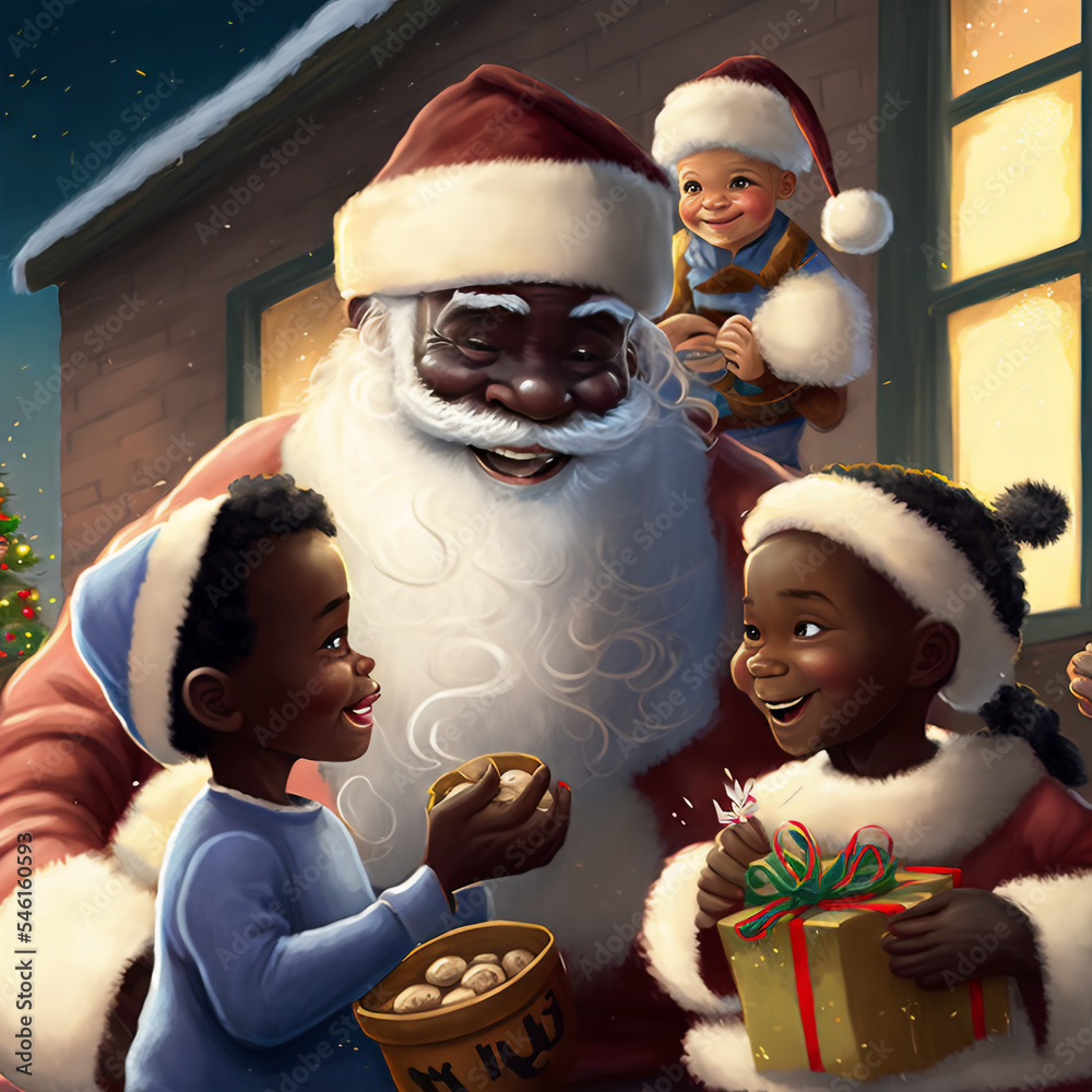 Santa Claus Negro listo para celebrar la Navidad, hecho con ...