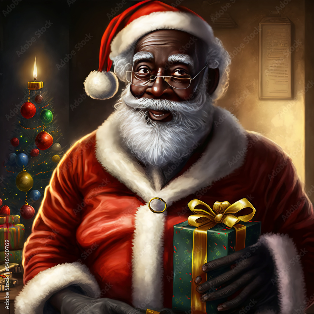 Santa Claus Negro listo para celebrar la Navidad, hecho con ...