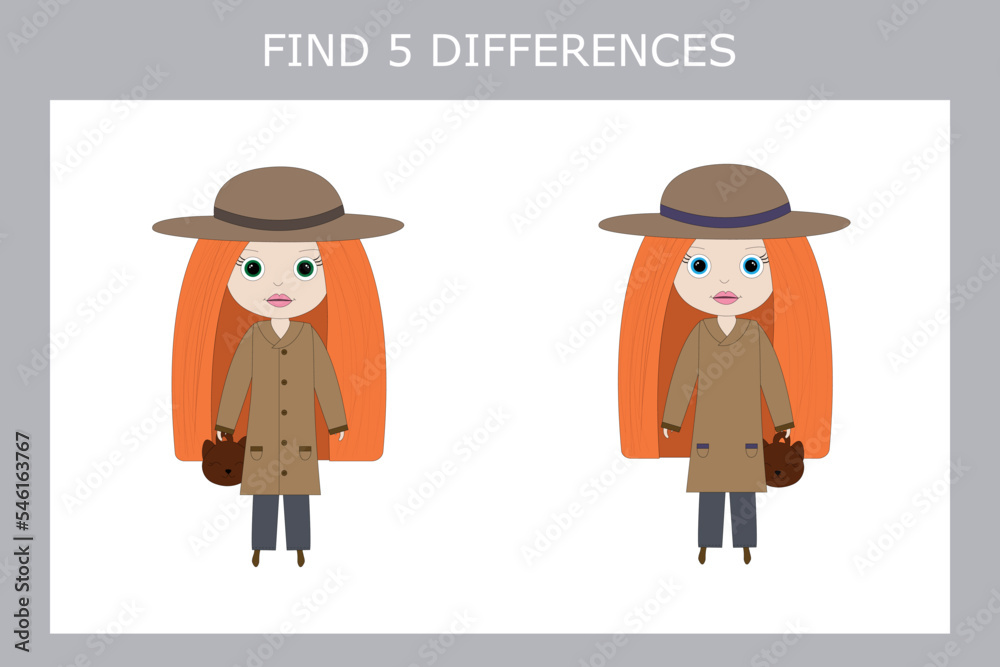 Educational game for children. Find in the row all the differences in ...