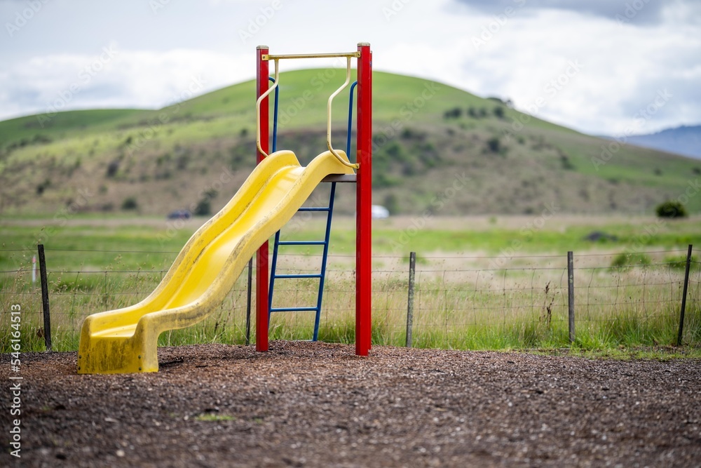slides and swings in a playground in a park in australia Stock Photo ...