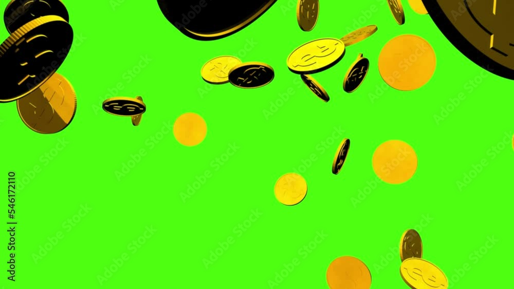 3D animated coins. 4K three clips. 2 explosion and 1 rain clips. For ...