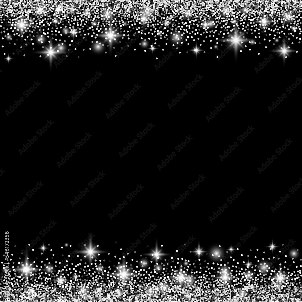 Silver glitter borders with sparkles. Vector illustration. Stock Vector | Adobe Stock