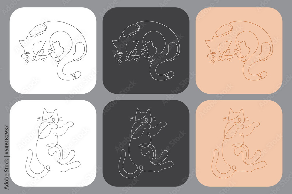 Hand-drawn Cat line drawing vector. continuous line cat. kitten line ...
