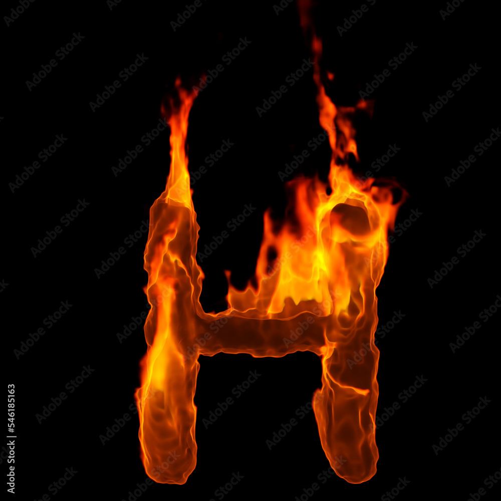 fire letter H - Upper-case 3d demonic font - suitable for disaster ...