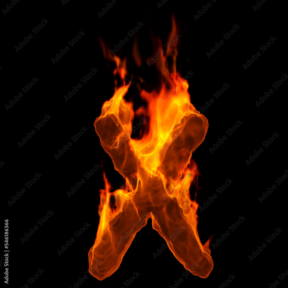 fire letter X - Upper-case 3d demonic font - suitable for disaster ...