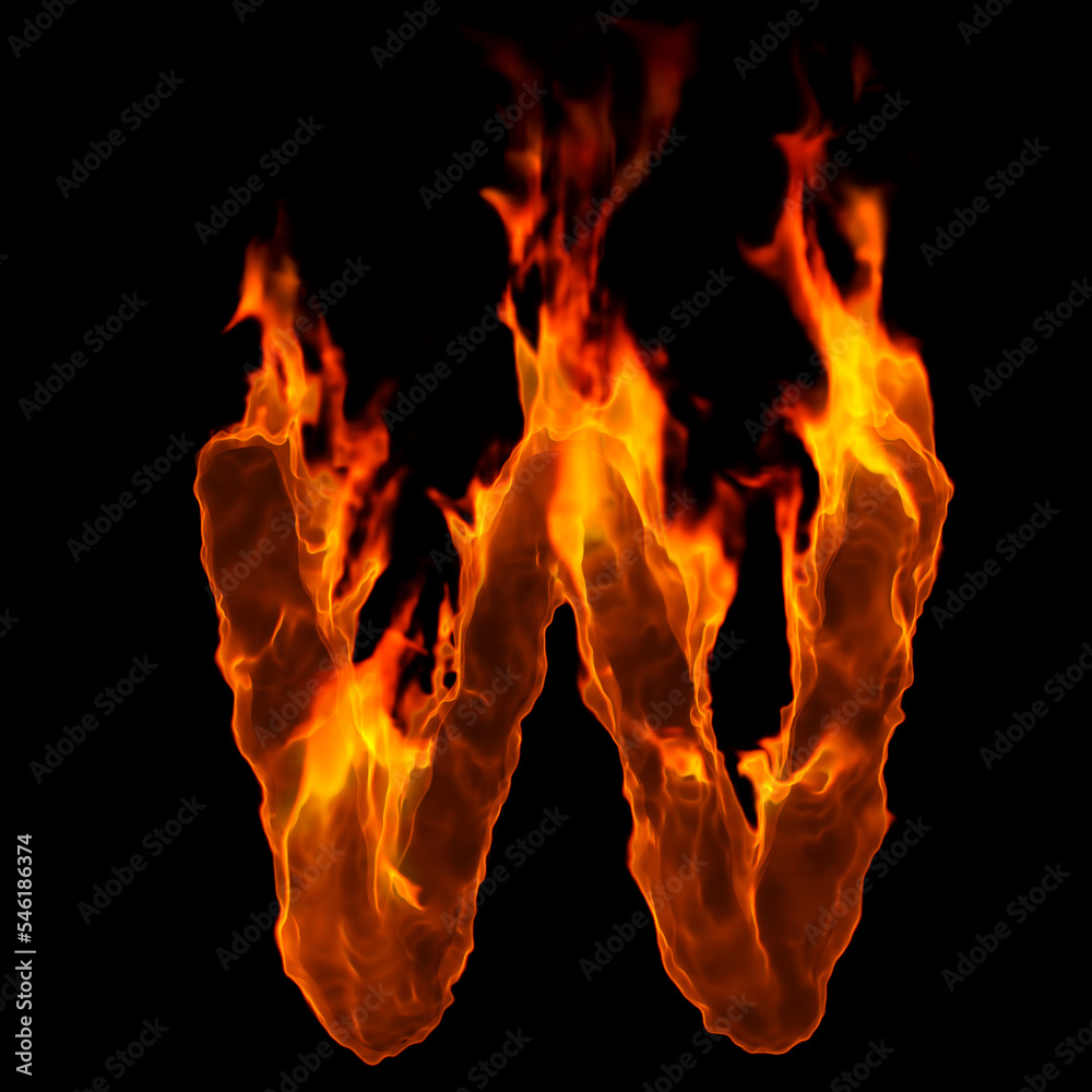 fire letter W - Capital 3d demonic font - suitable for disaster, hell ...