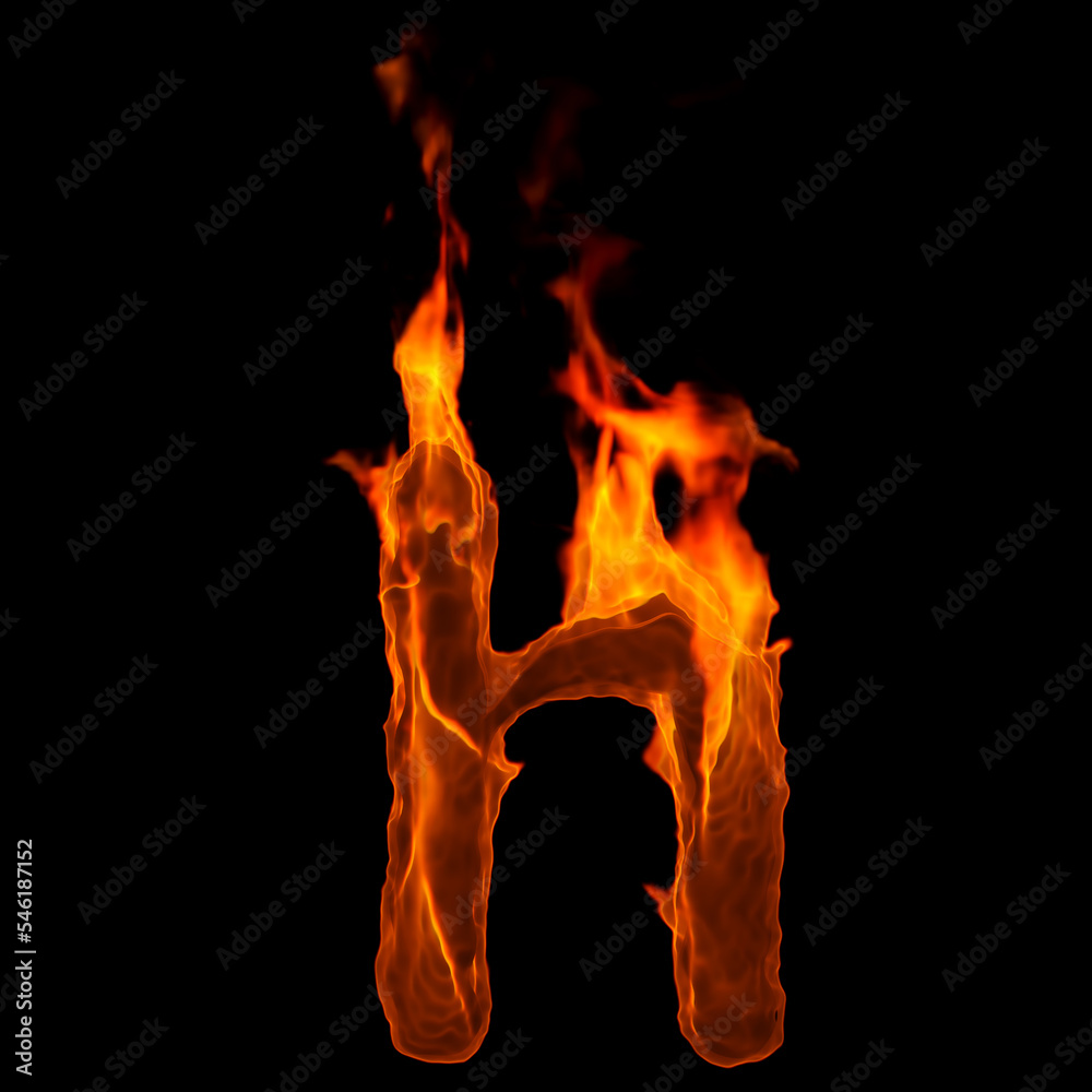fire letter H - Lower-case 3d demonic font - Suitable for disaster ...