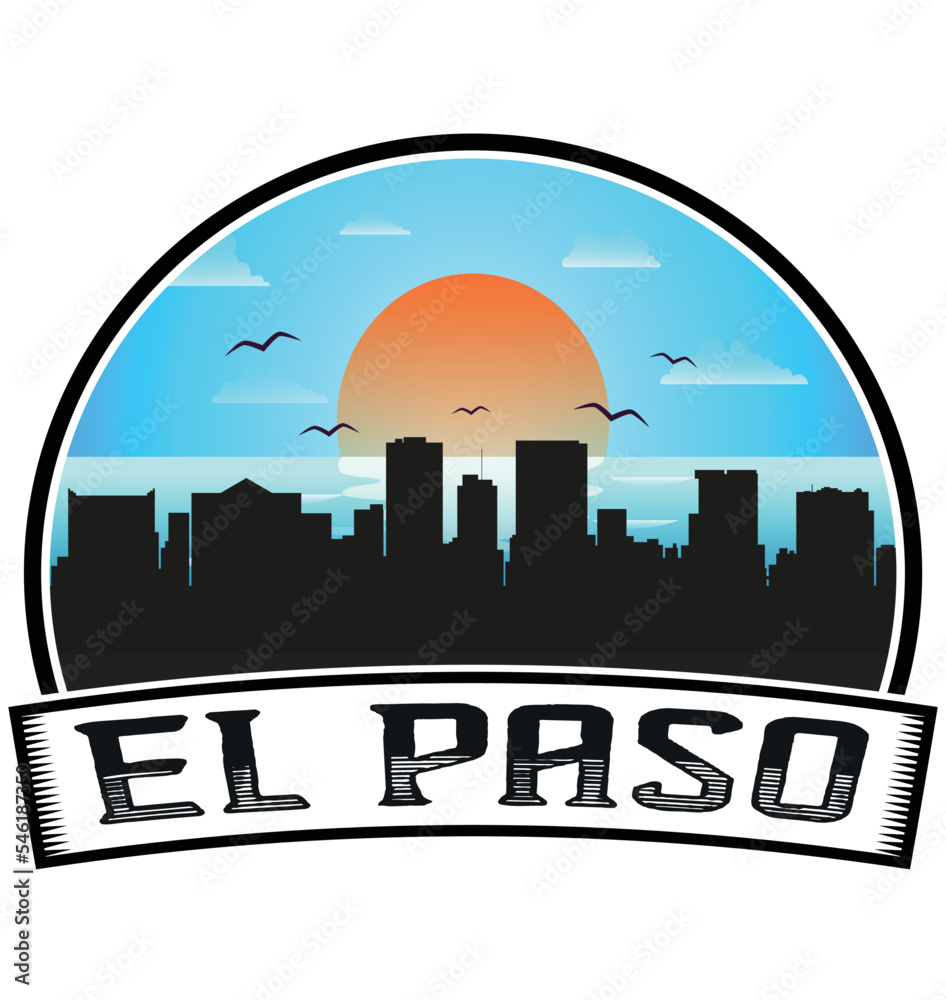 El Paso Texas USA Skyline Sunset Travel Souvenir Sticker Logo Badge ...