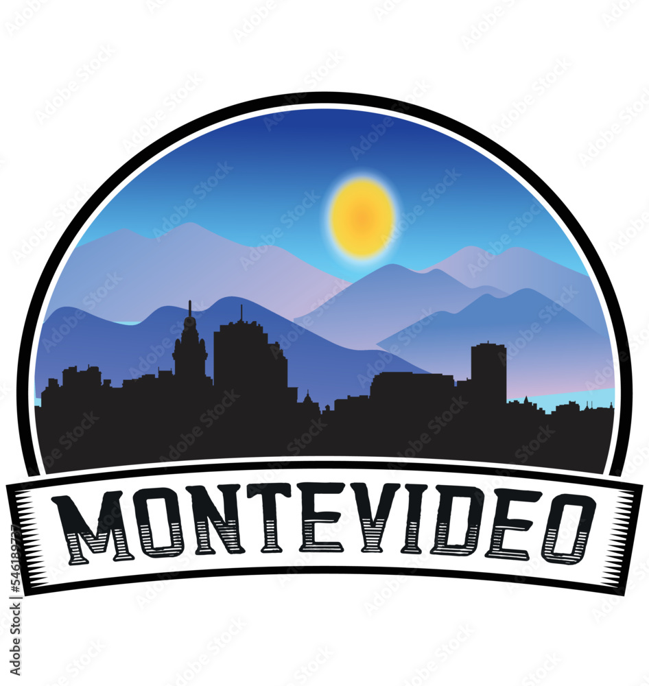 Montevideo Uruguay Skyline Sunset Travel Souvenir Sticker Logo Badge ...