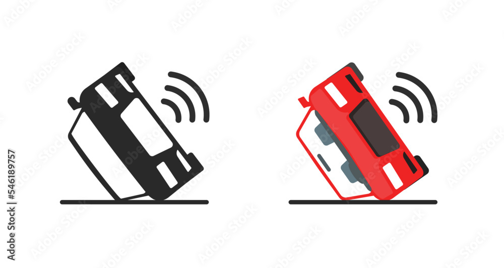 Car vehicle accident alert system detection icon vector or auto ...