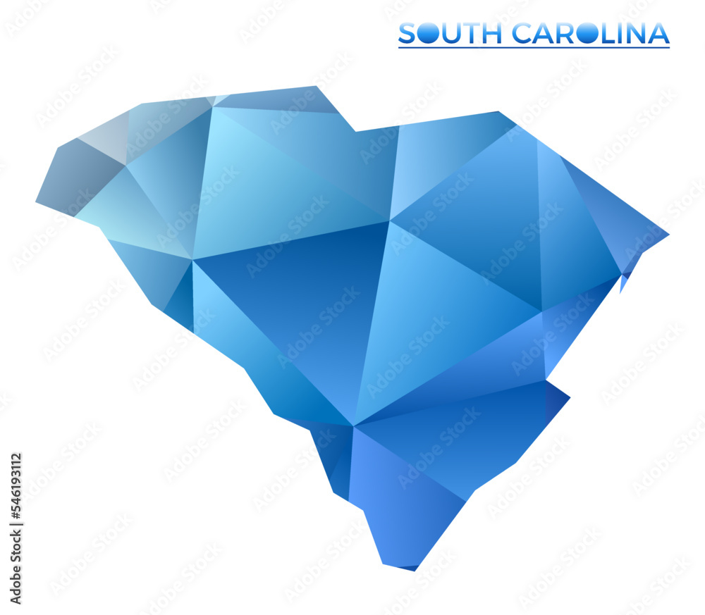 Vector polygonal South Carolina map. Vibrant geometric us state in low ...