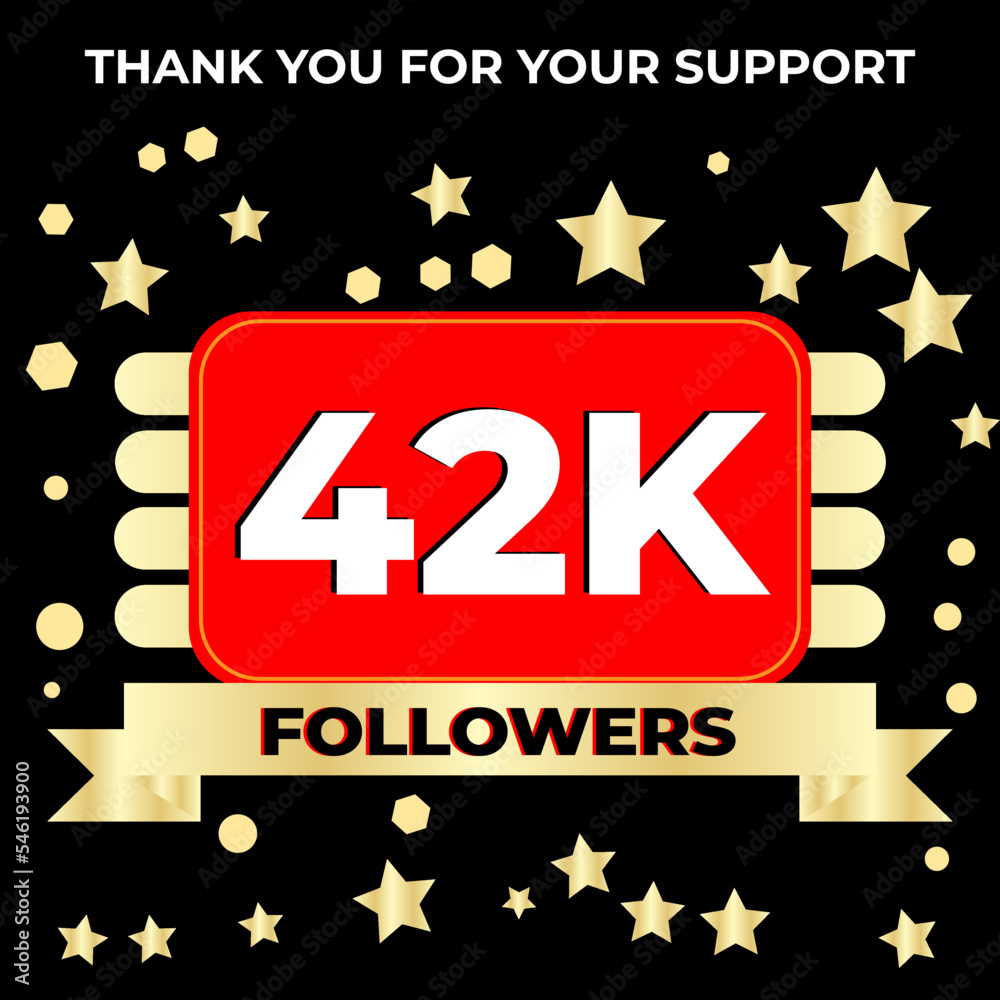 Thank you 42k followers celebration template design perfect for social ...