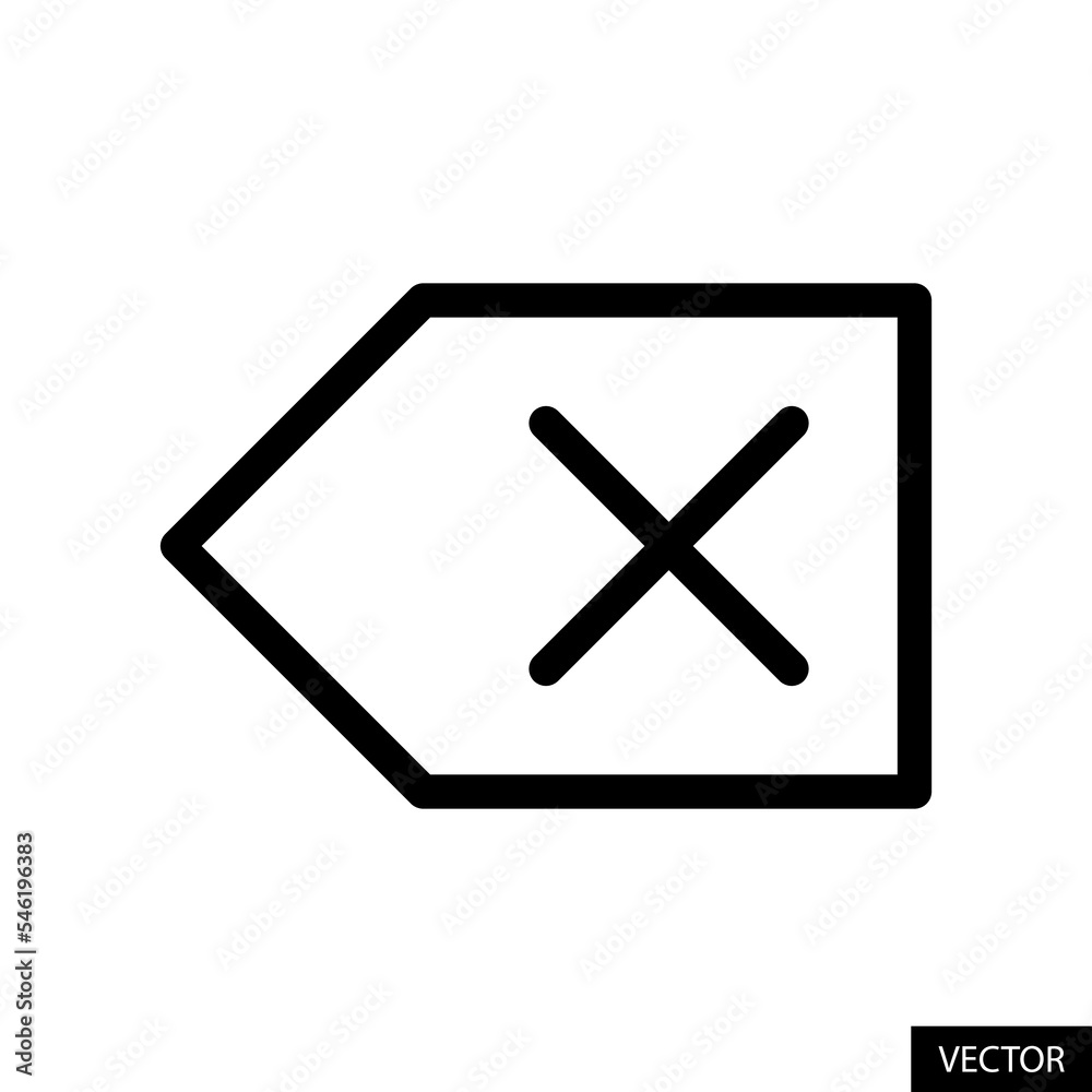 Backspace Key vector icon in line style design for website design, app ...