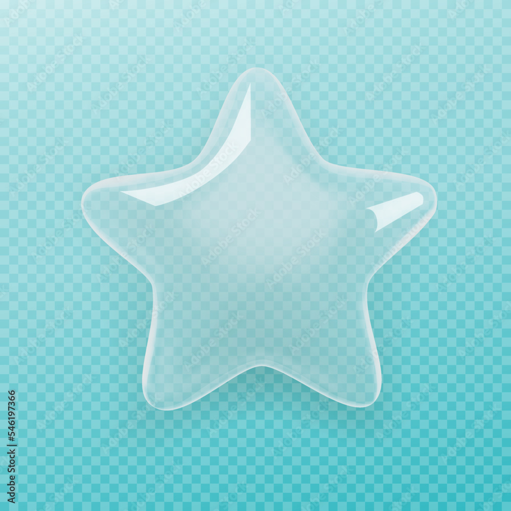 Realistic glass star on a transparent background. Mesh gradients EPS10 ...