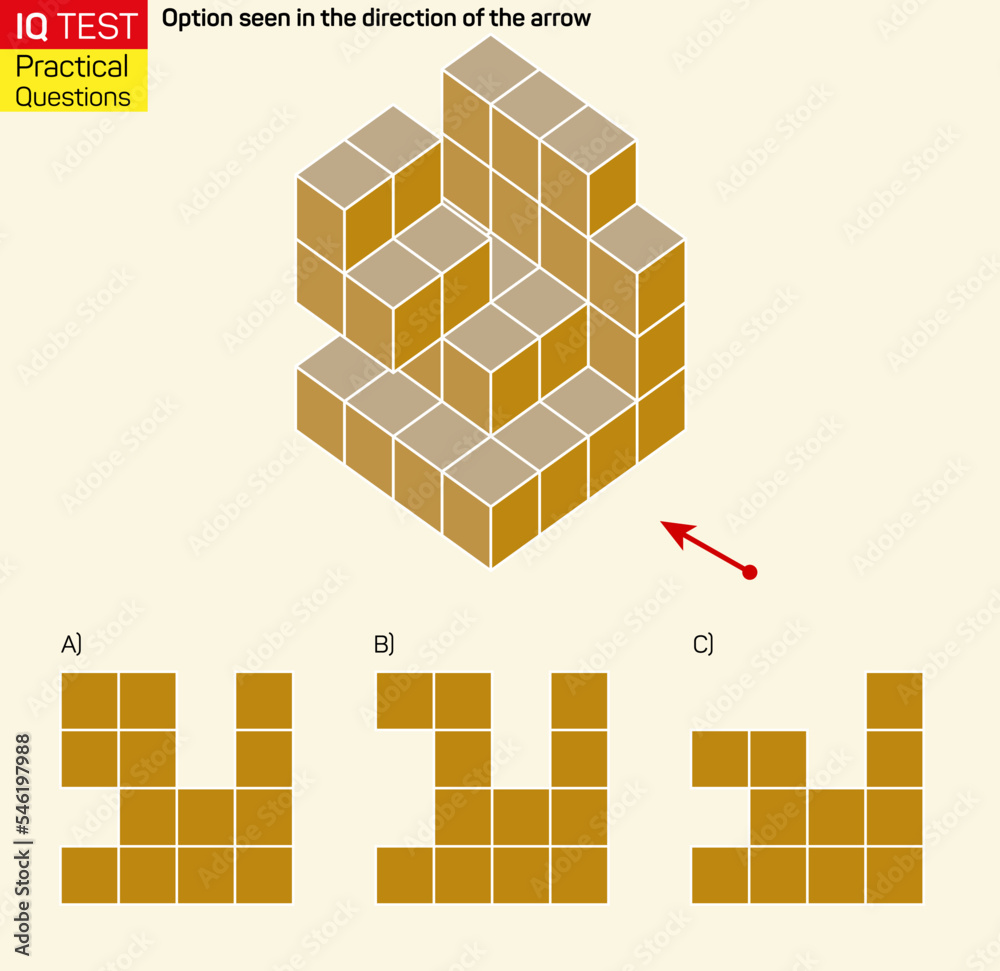 Visual intelligence questions - Find top view of towers. IQ TEST Stock ...