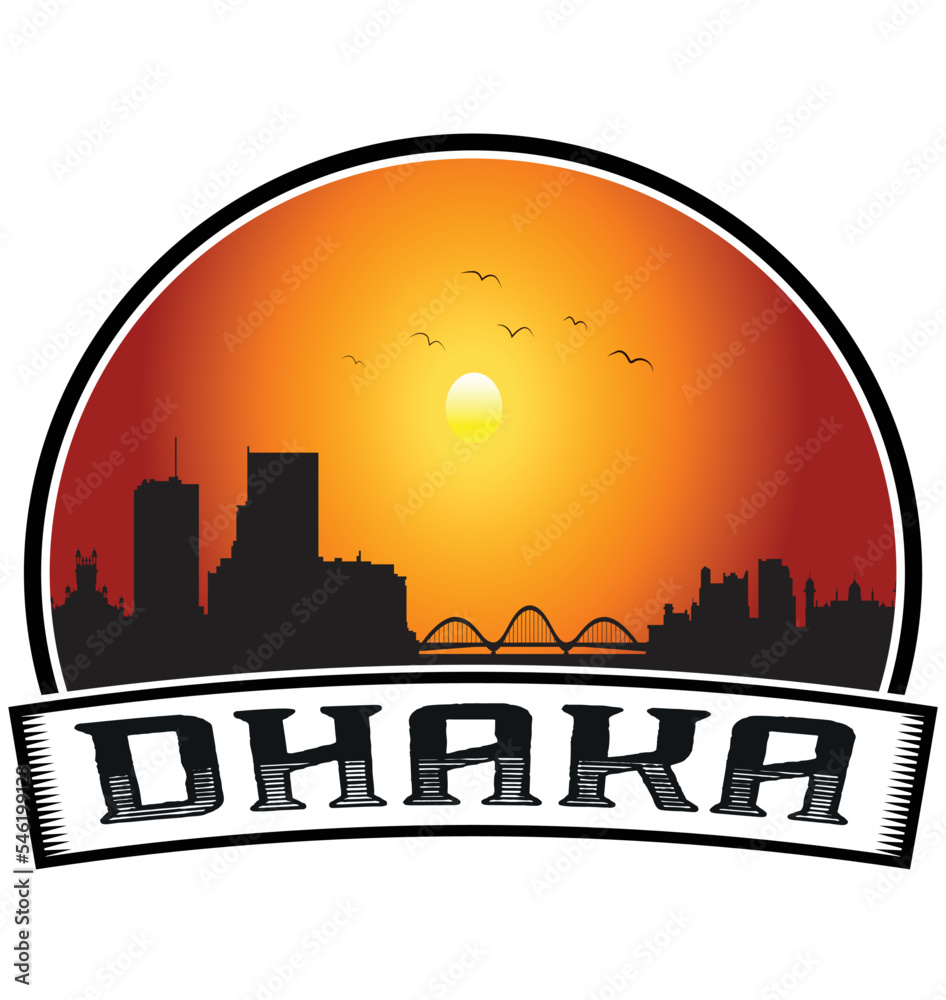 Dhaka Bangladesh Skyline Sunset Travel Souvenir Sticker Logo Badge ...