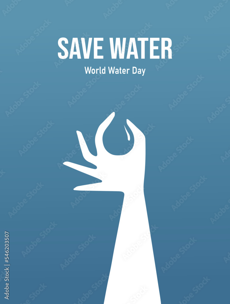 hand shaped as water drop, save water concept art, World Water Day on ...