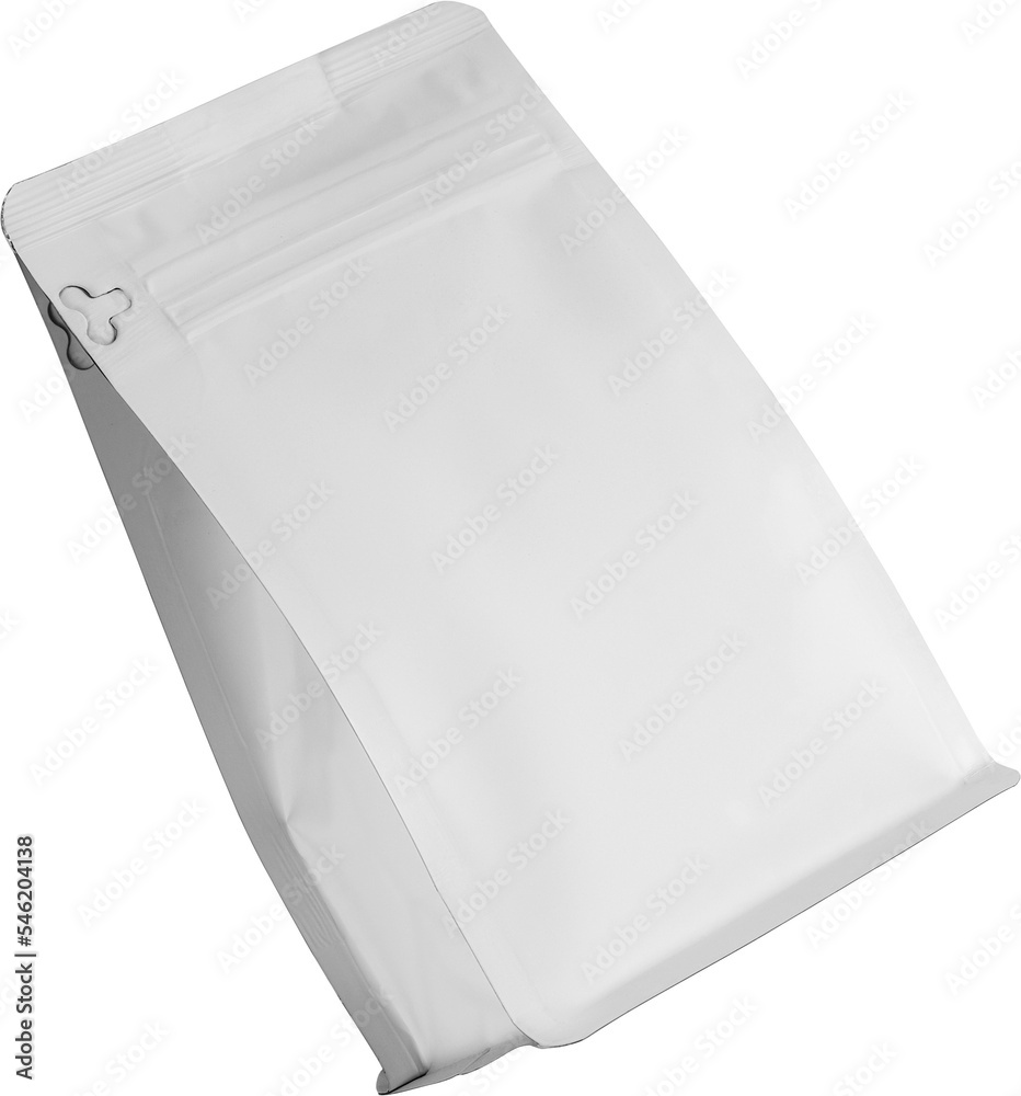 Mockup of a small white coffee pouch, png, stabilo pack for tea. Stock ...