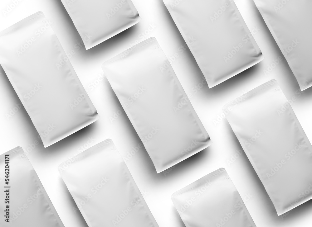 Mockup transparent white coffee pouch, png, stabilo pack for tea. Set ...