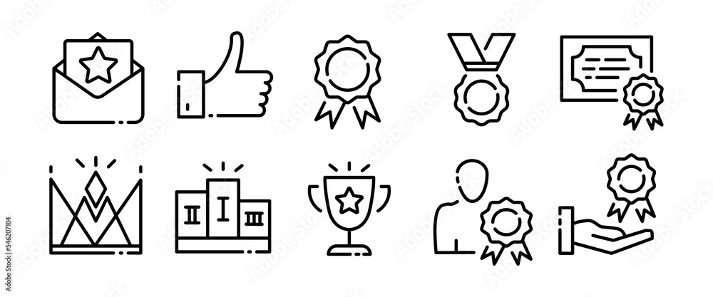 Feedback set icon. Review, rating, emoticon, five stars, good mood ...