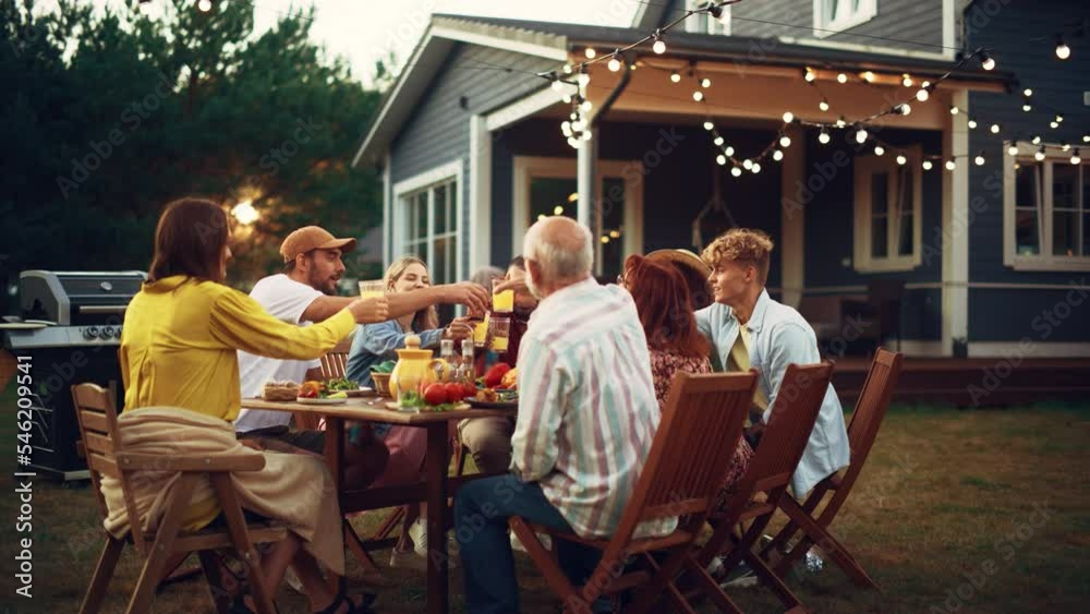 Family and Multiethnic Diverse Friends Gathering Together at a Garden ...