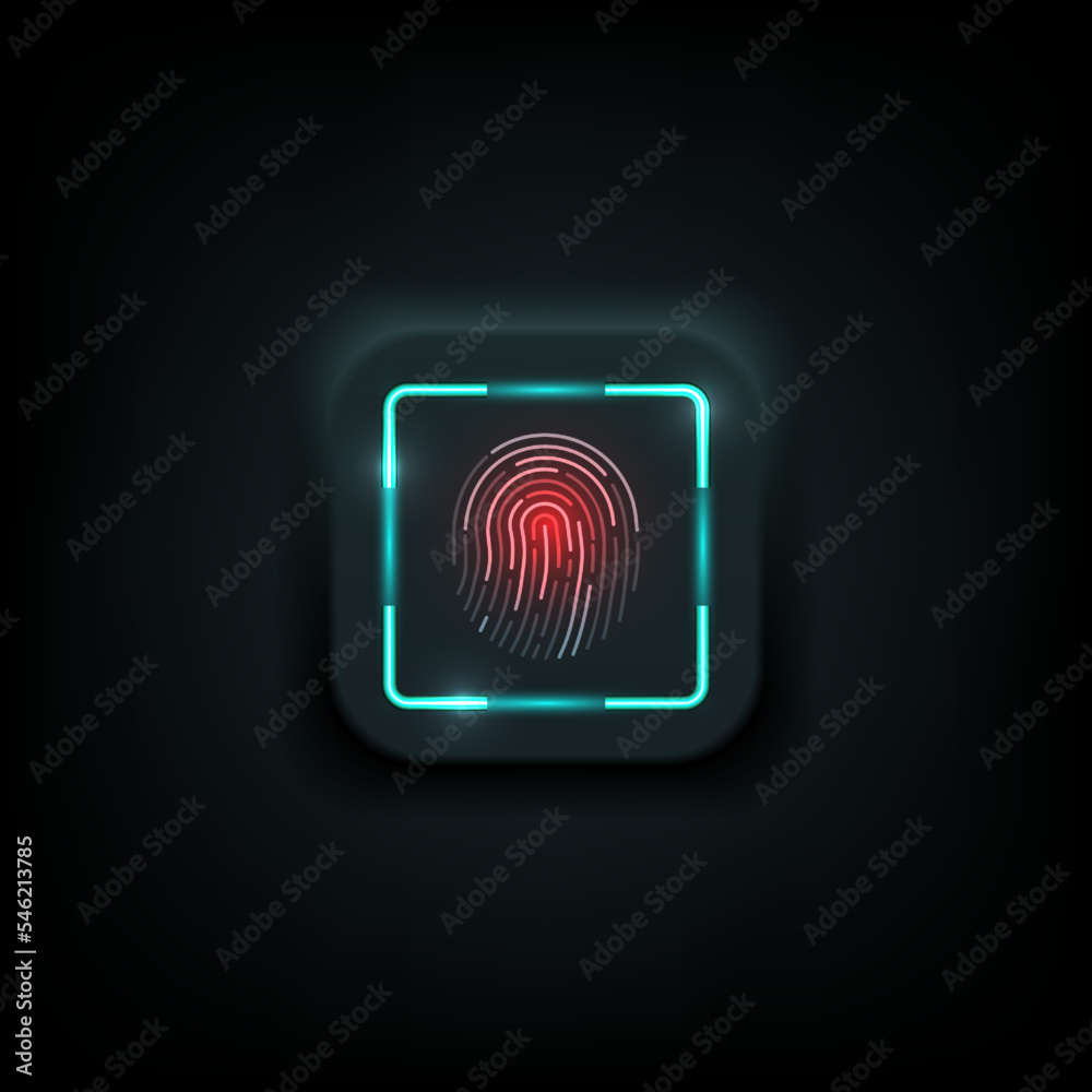 neumorphism fingerprint password button. finger scan provides security ...